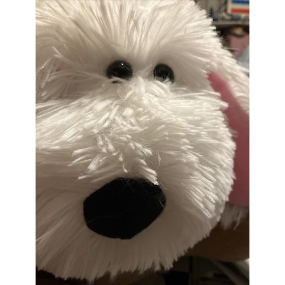 GMA | Toys | Shaggy Puppy Dog Plush White Pink Glitter Ears Feet ...